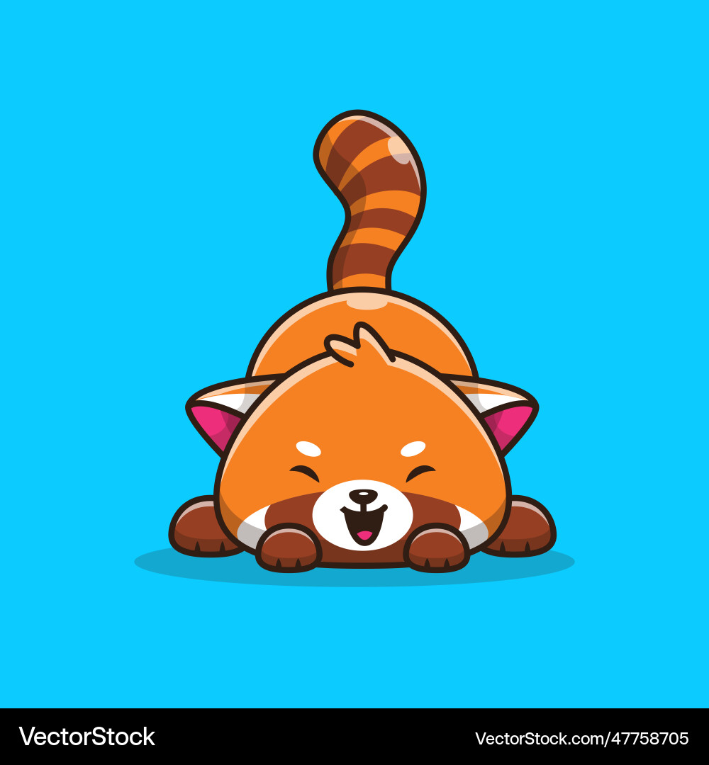 Cute happy red panda cartoon Royalty Free Vector Image