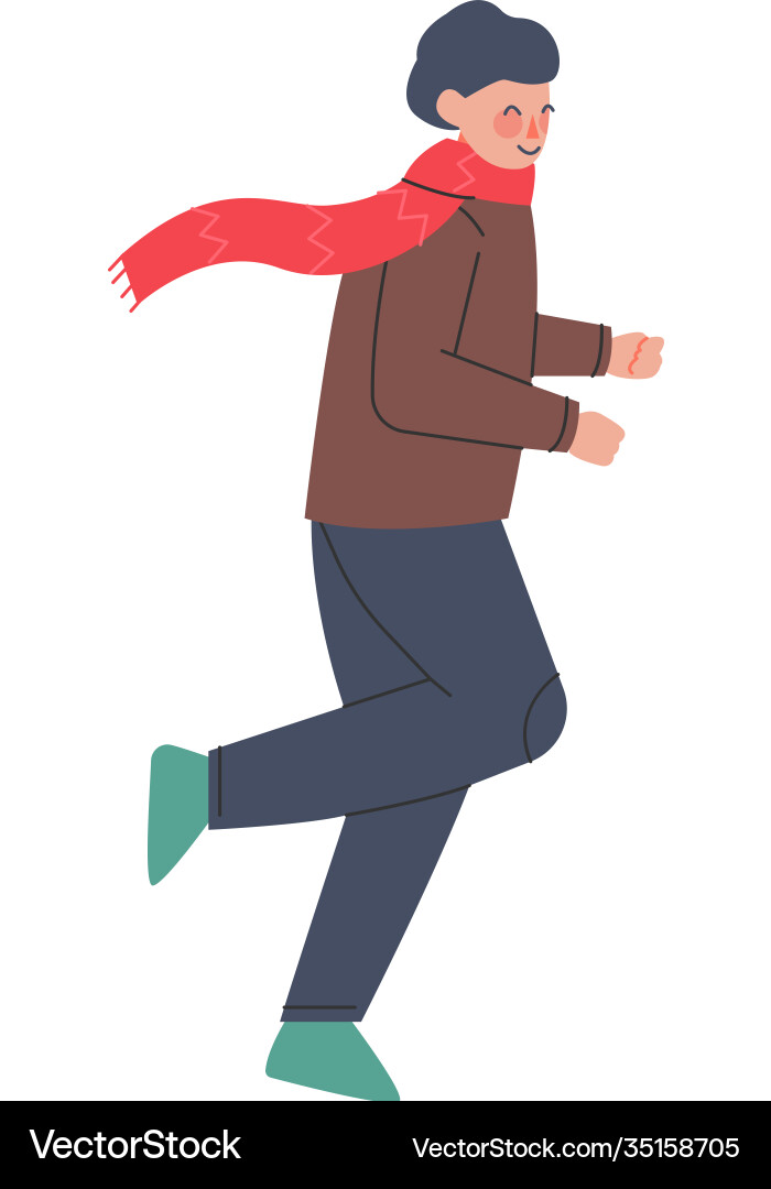 Flushed man character running in a hurry Vector Image