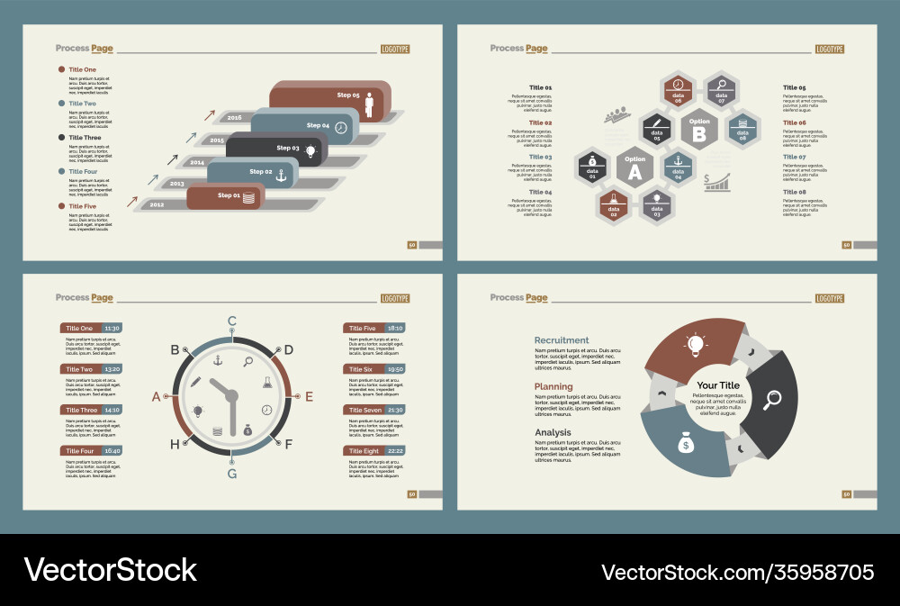 Four marketing slide templates set Royalty Free Vector Image