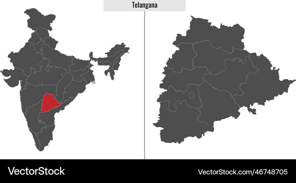 Map of telangana state india Royalty Free Vector Image