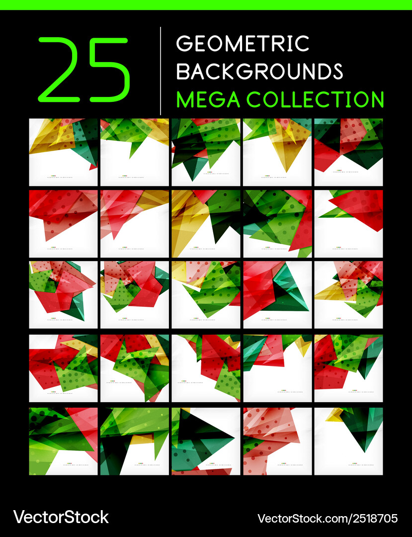 Mega collection of geometric abstract backgrounds Vector Image