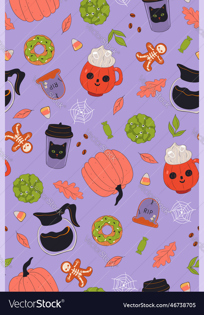 Seamless pattern with coffee and sweets in Vector Image