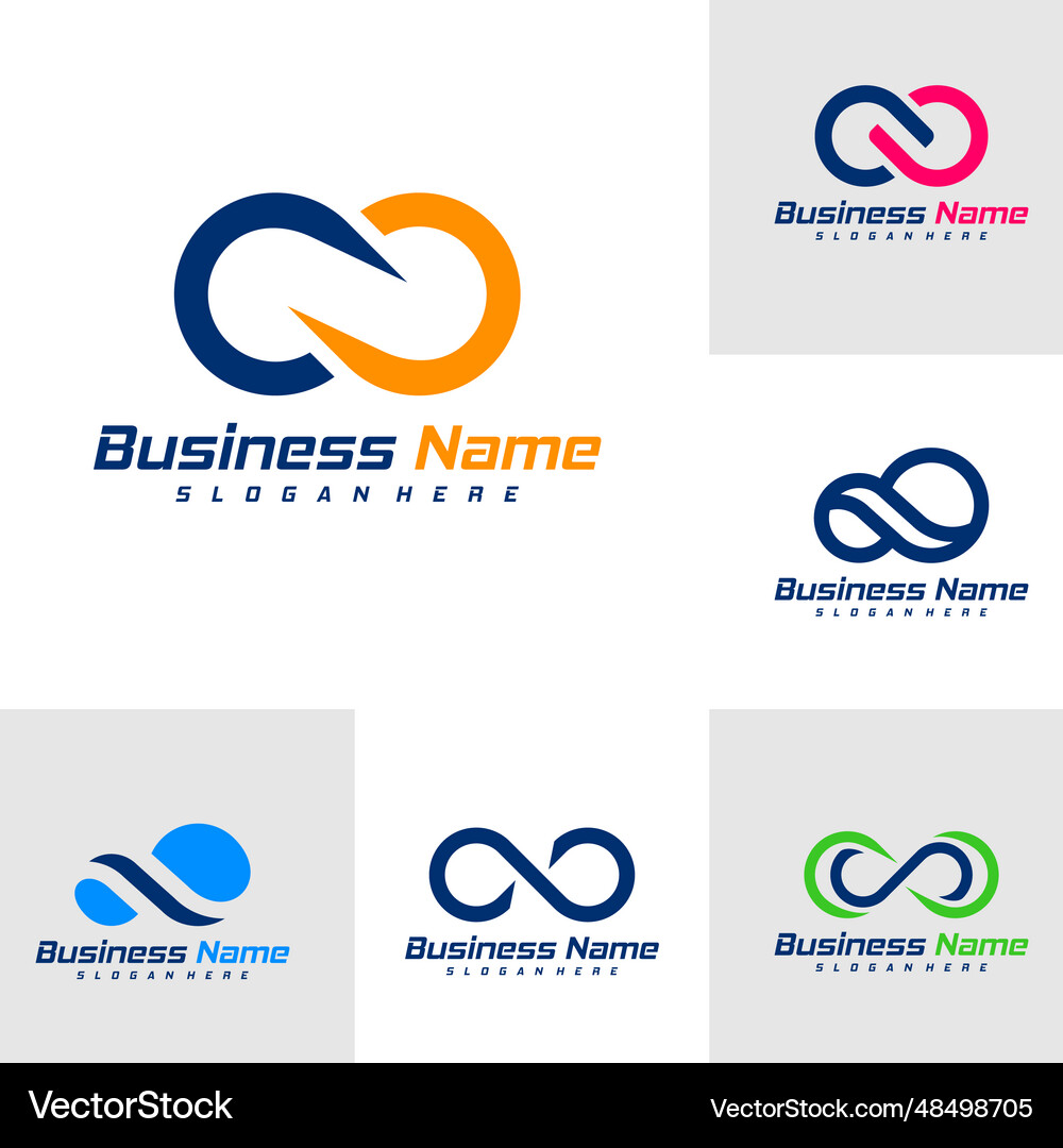 Set of infinity logo design nolimit Royalty Free Vector