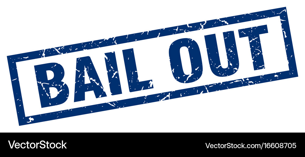 Square grunge blue bail out stamp Royalty Free Vector Image