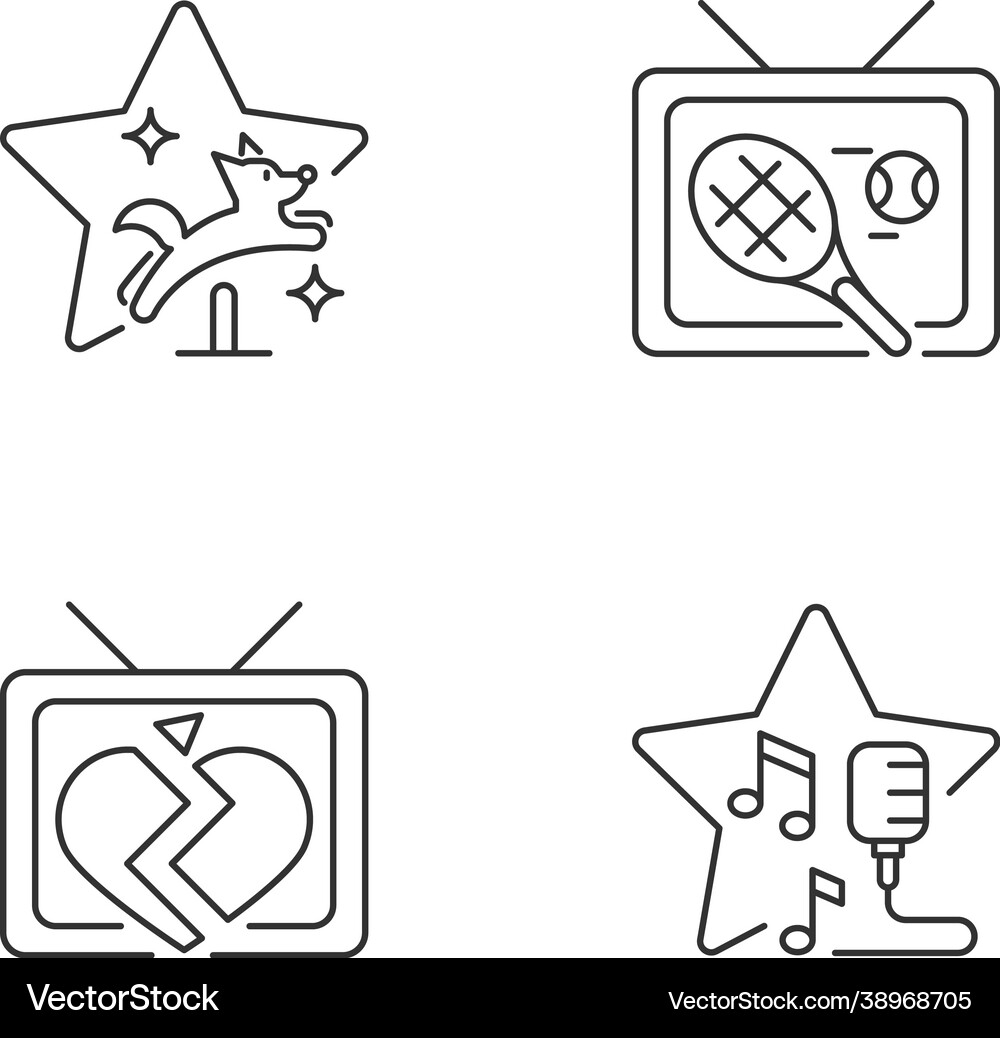 Television series genres linear icons set Vector Image