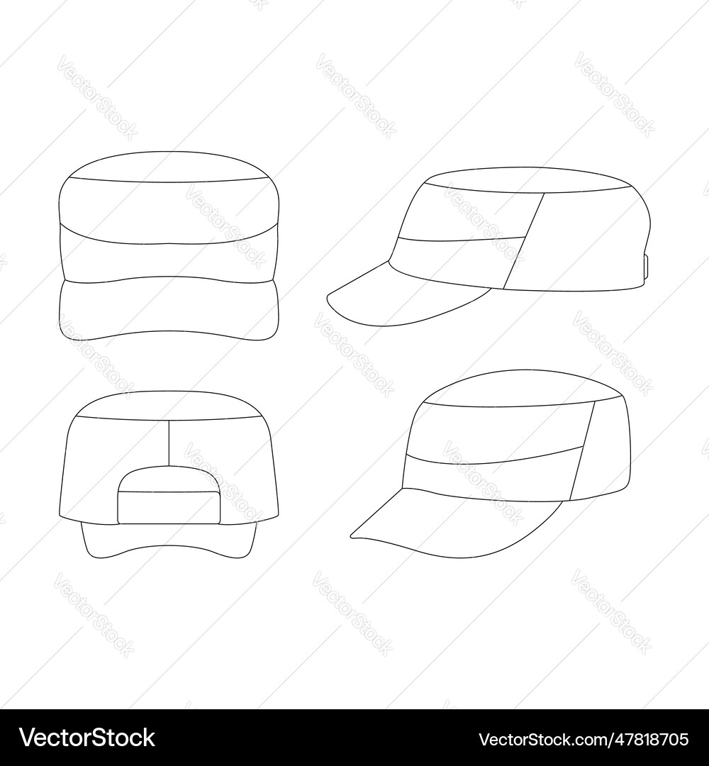 Template patrol cap flat sketch design outline Vector Image