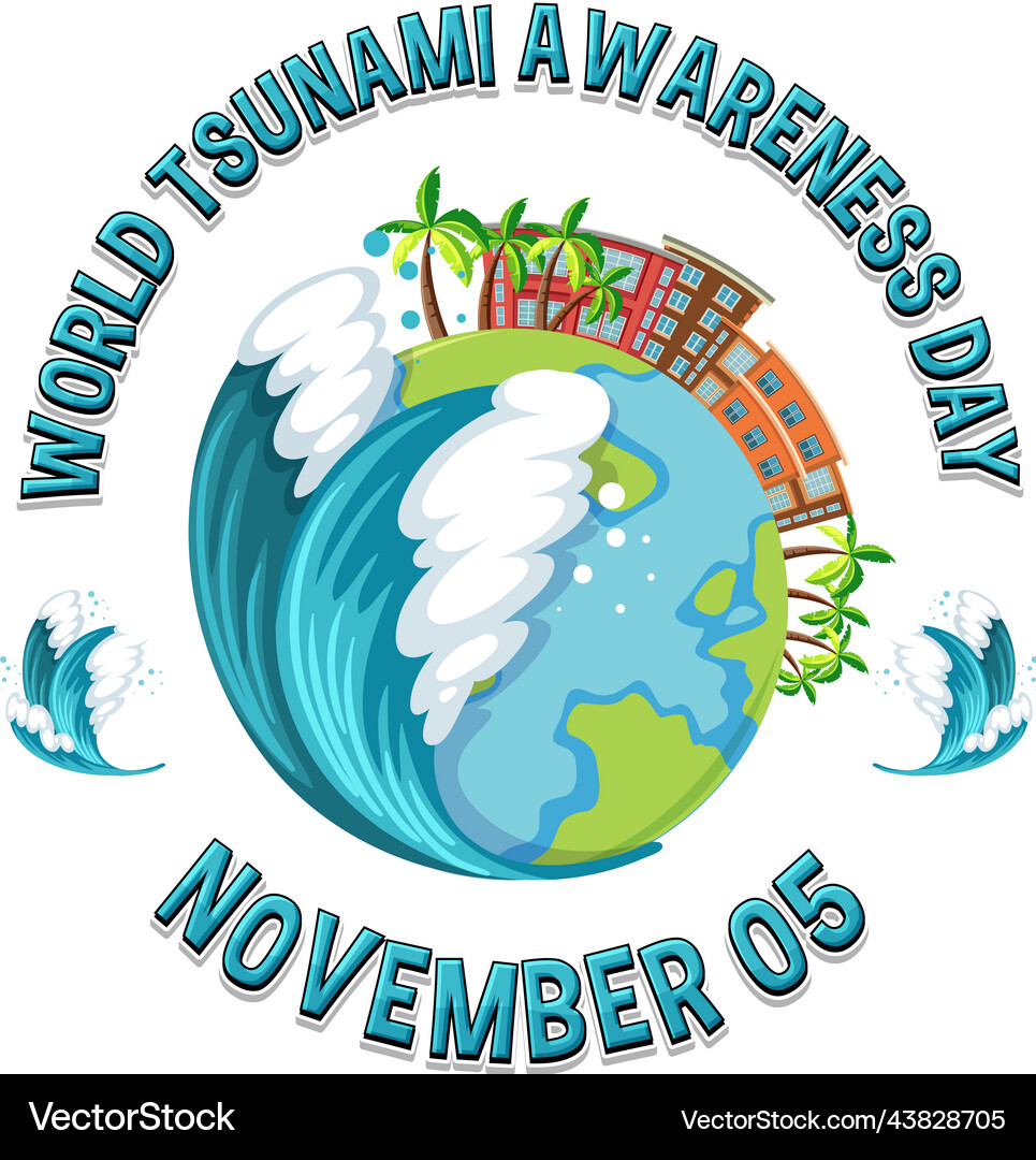 World tsunami awareness day logo design Royalty Free Vector