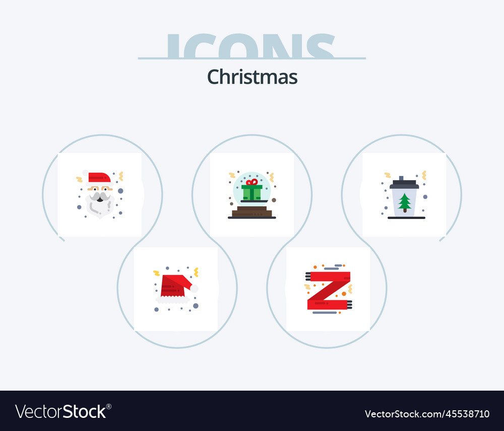 Christmas flat icon pack 5 icon design globe Vector Image