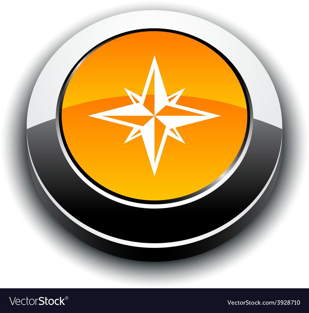 Compass 3d round button Royalty Free Vector Image
