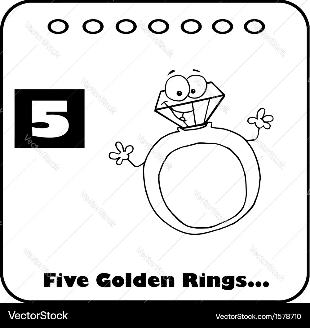 Five golden rings cartoon Royalty Free Vector Image