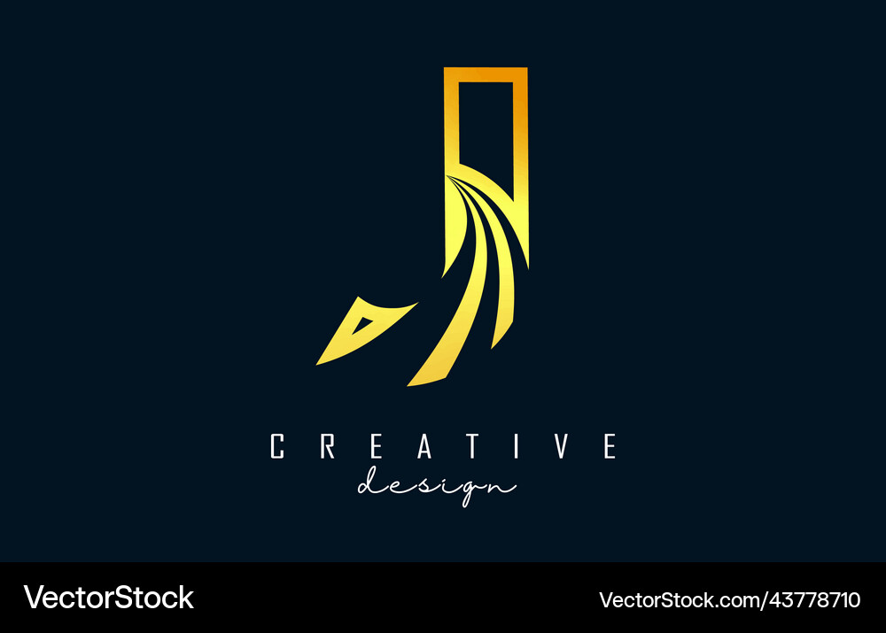 Golden outline creative letter j logo Royalty Free Vector