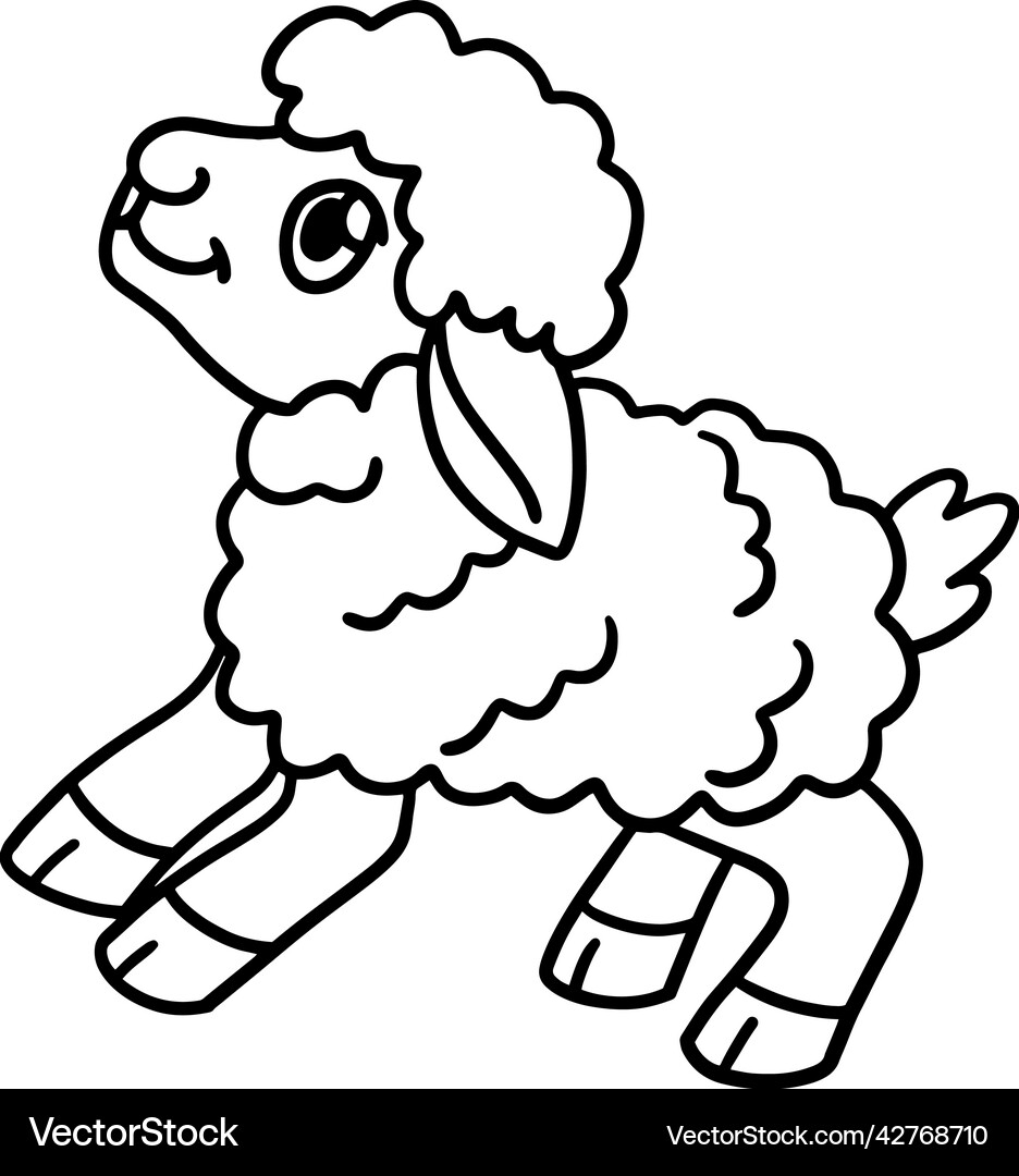 Lamb coloring page isolated for kids Royalty Free Vector