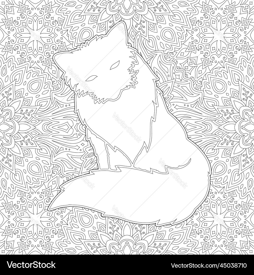 Line art for coloring book with white fox Vector Image