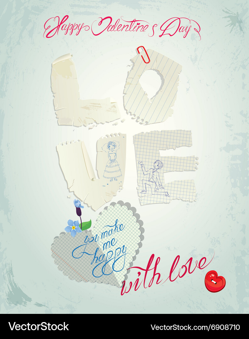 Love paper card 380 Royalty Free Vector Image - VectorStock