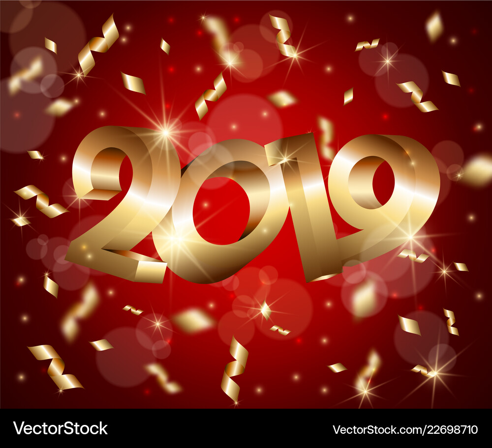 New year abstract 3d background with golden Vector Image