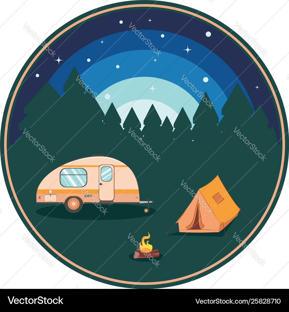 Night camping poster Royalty Free Vector Image