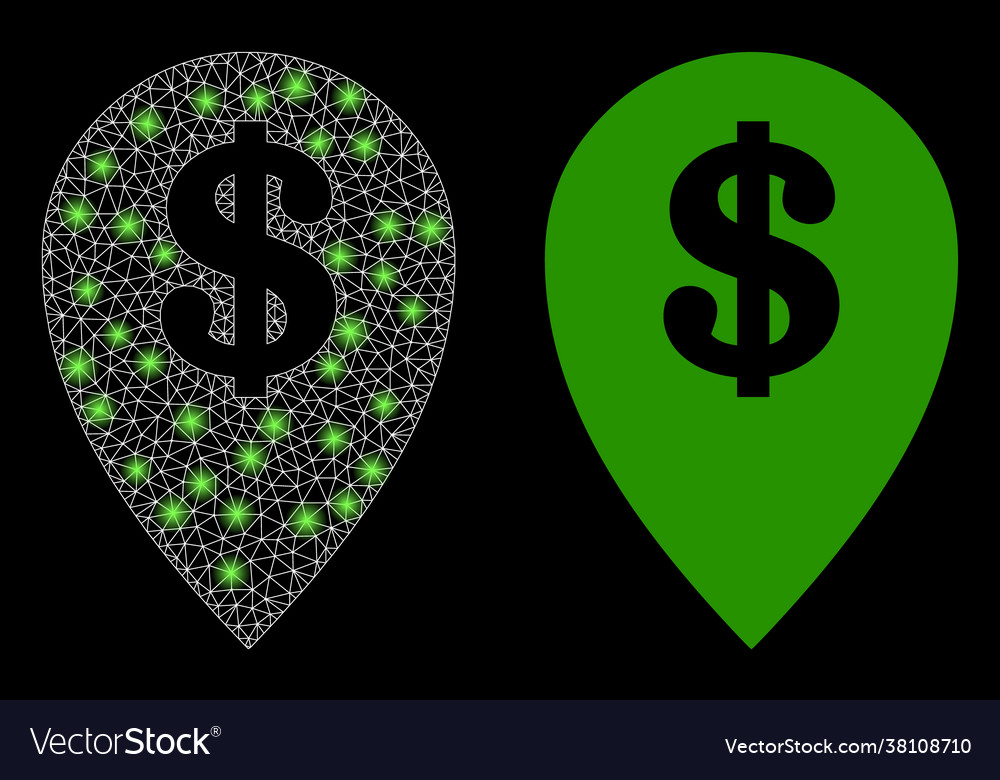 Polygonal Wire Frame Mesh Bank Map Marker Vector Image