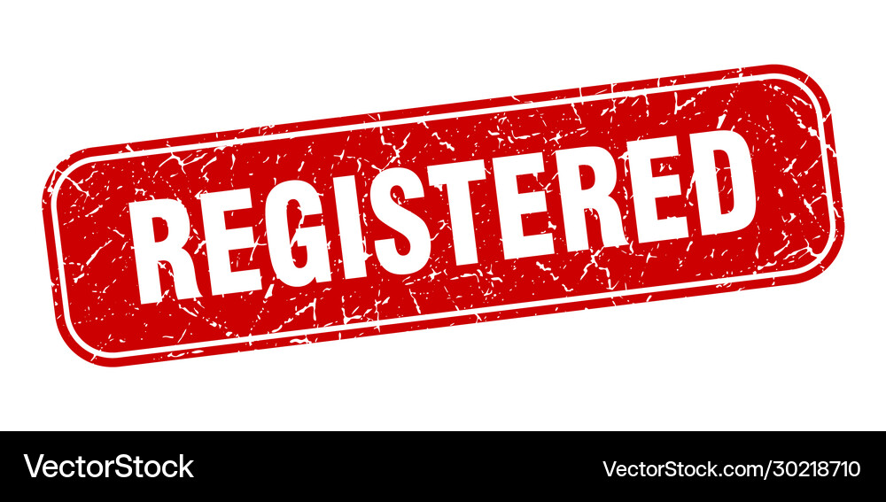 Registered stamp square grungy red sign Royalty Free Vector