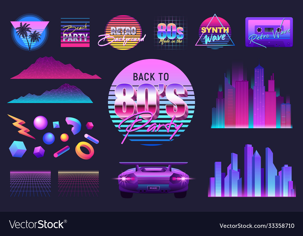 Retrowave Party Icon Set Royalty Free Vector Image, 42% OFF Retrowave Party Icon Set Royalty Free Vector Image, 42% OFF