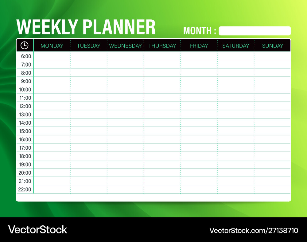 Simple weekly schedule planner template with Vector Image
