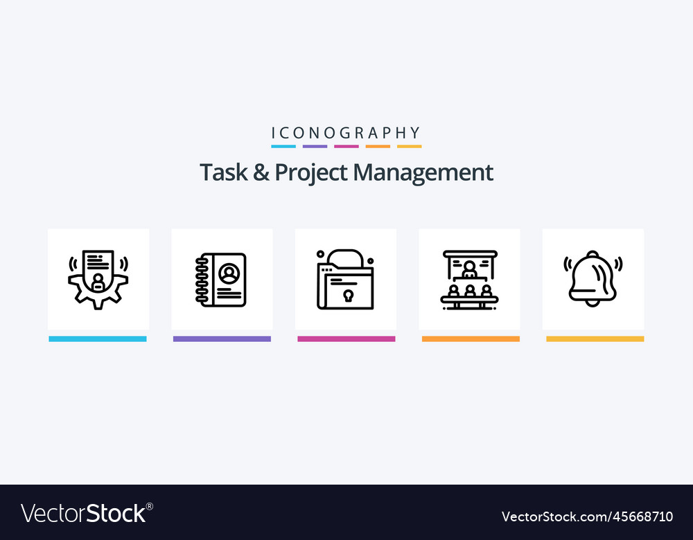 Task and project management line 5 icon pack Vector Image