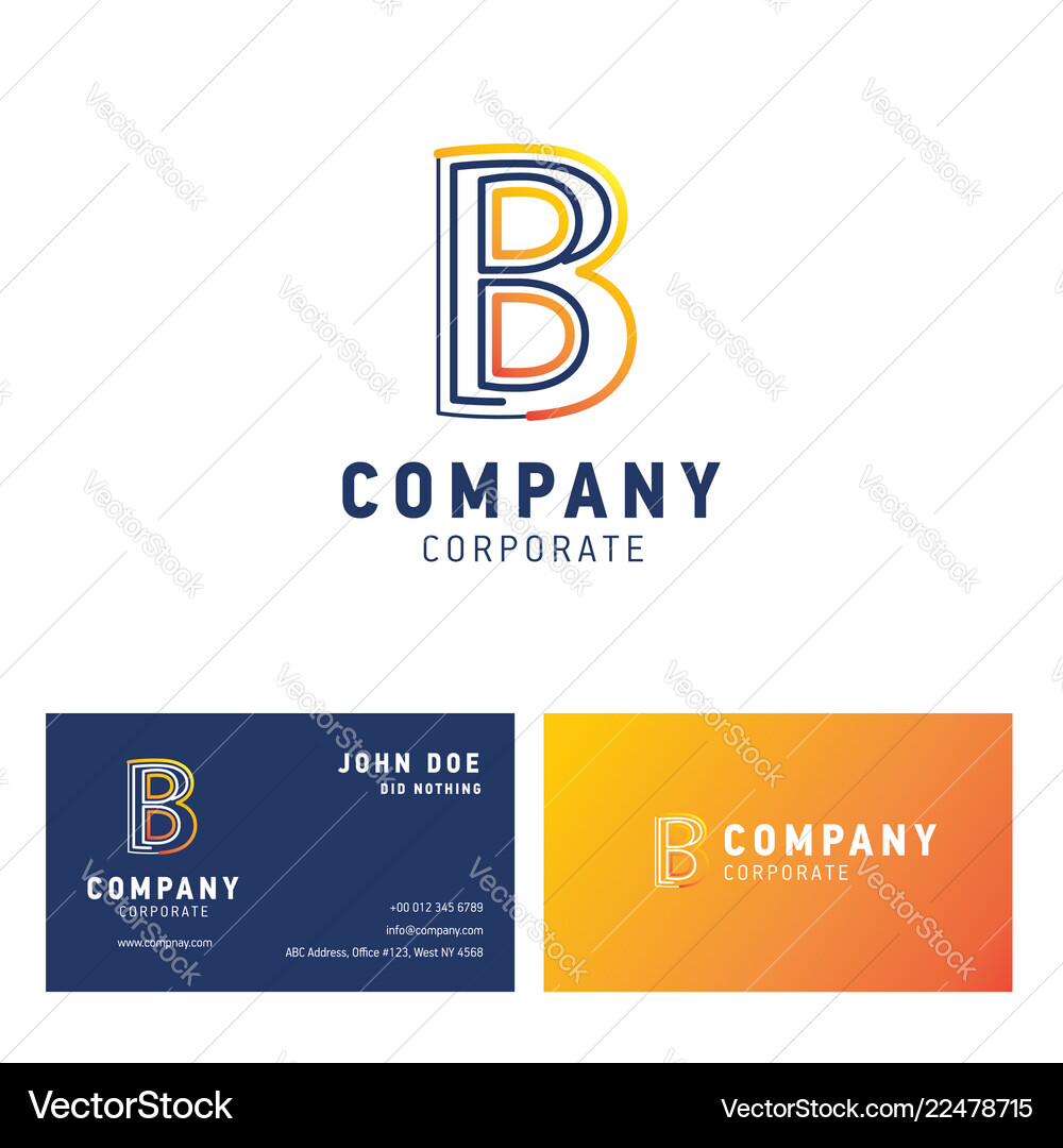 B company logo design with visiting card Vector Image
