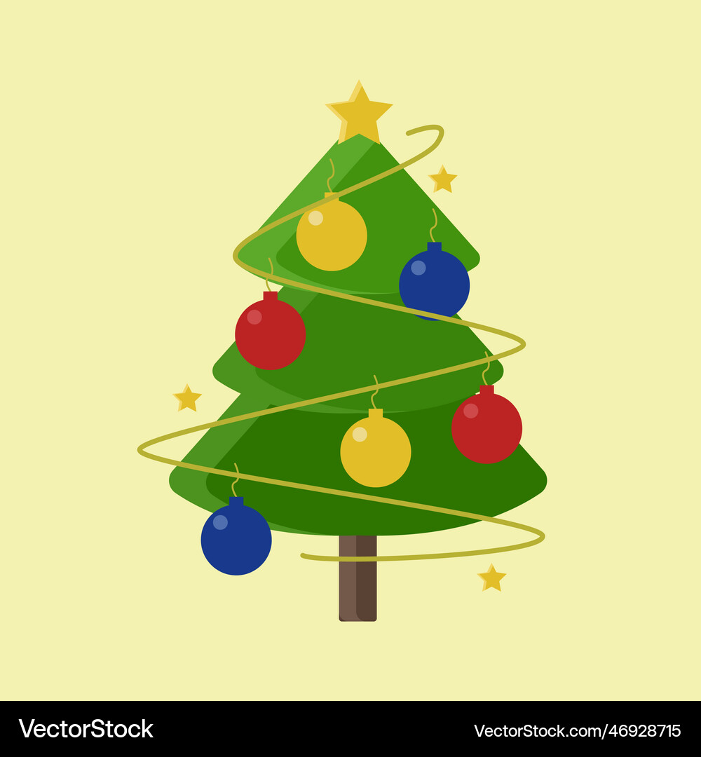 Bright cartoon decorated christmas tree Royalty Free Vector