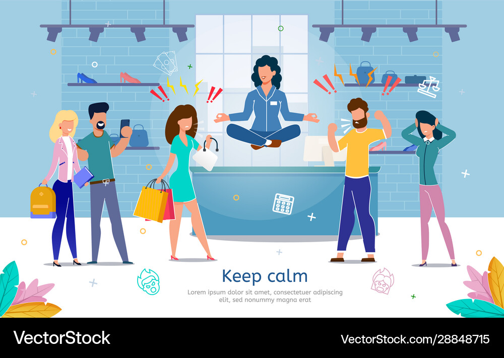 Calmness in stressful work flat banner Royalty Free Vector