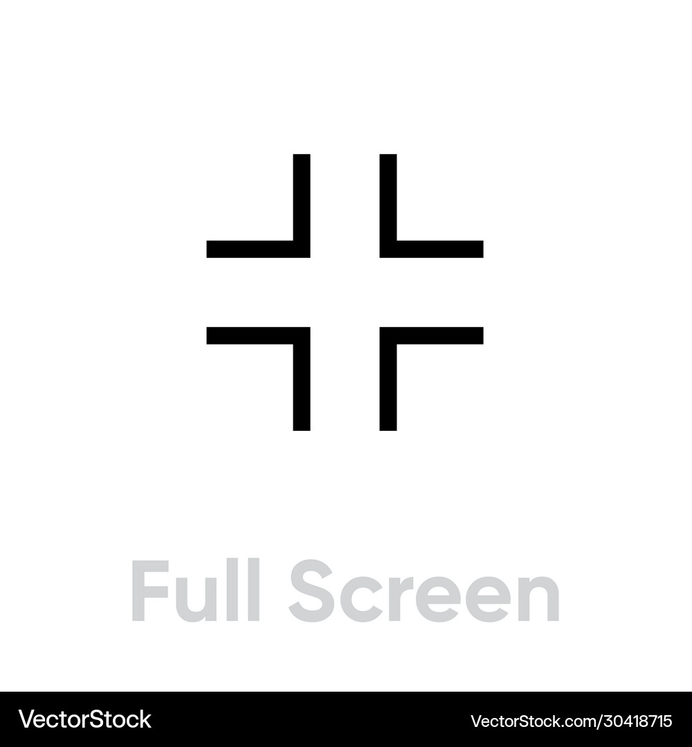 Full screen video tv icon editable line Royalty Free Vector