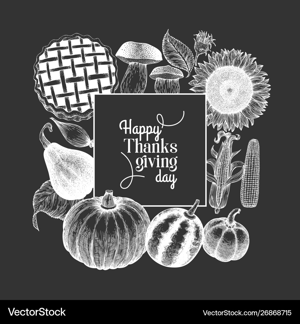 Happy thanksgiving day design template hand drawn Vector Image