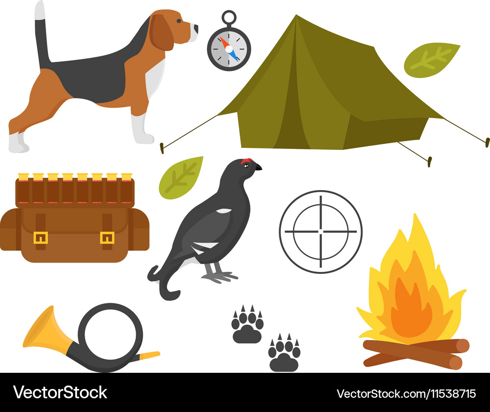 Hunting symbols set Royalty Free Vector Image - VectorStock
