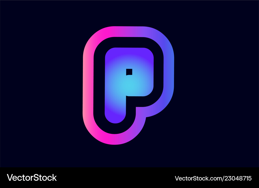 P pink blue gradient alphabet letter logo icon Vector Image