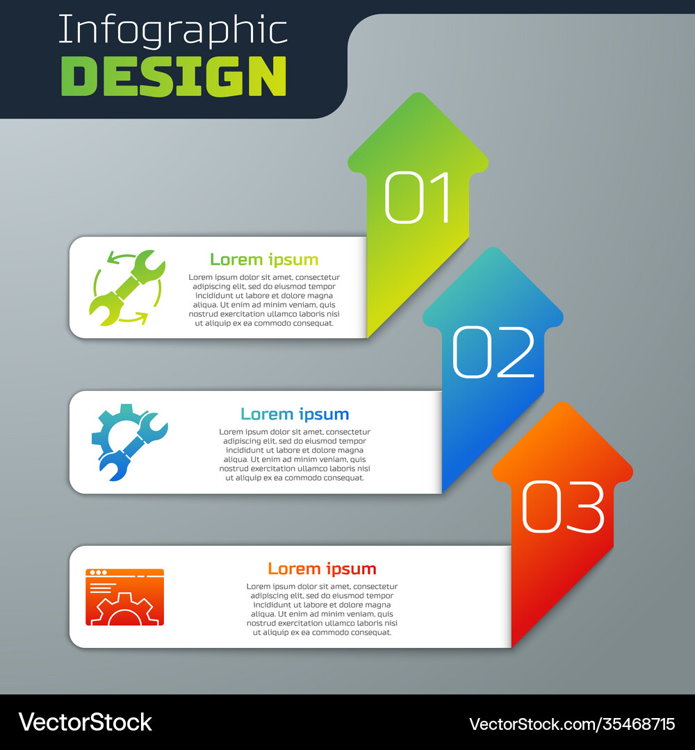 Set wrench and arrows as workflow wrench spanner Vector Image