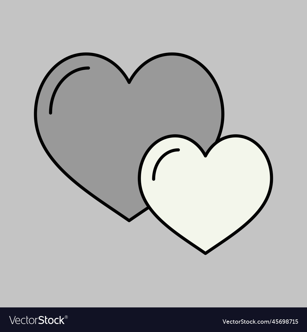 Two heart isolated glyph icon valentine day Vector Image