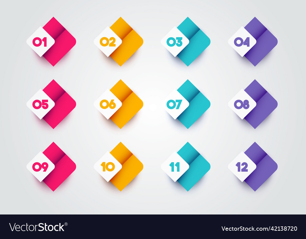 3d Square Bullet Points Set Royalty Free Vector Image