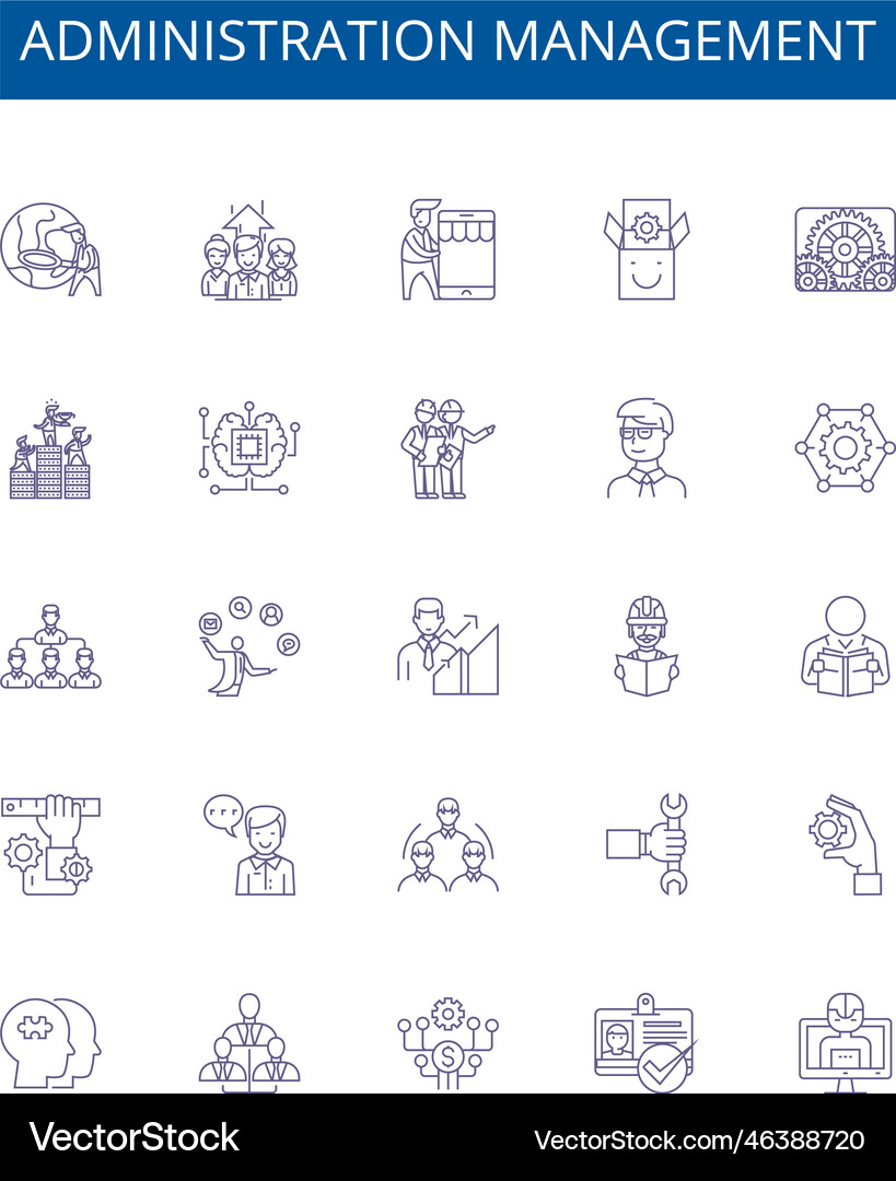 Administration management line icons signs set Vector Image