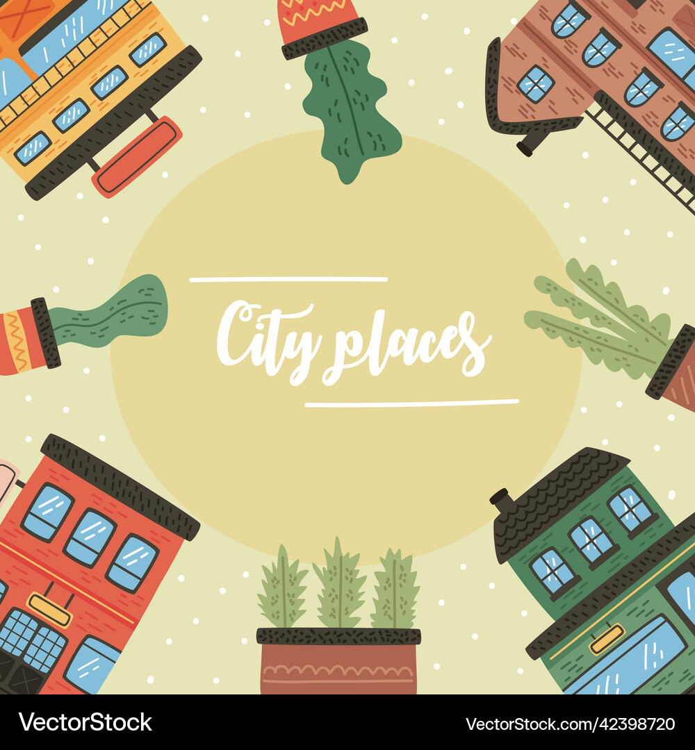City places lettering frame Royalty Free Vector Image