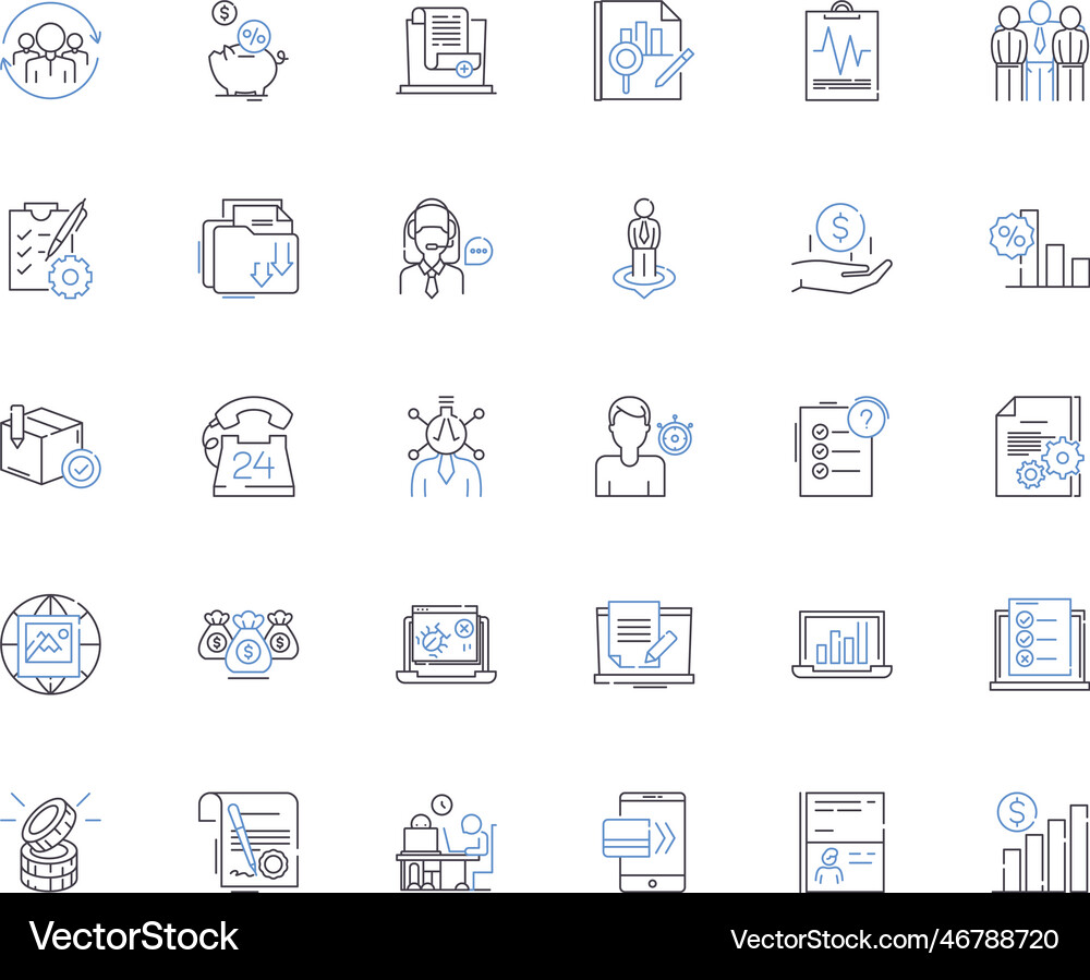 Economic proceeds line icons collection profits Vector Image