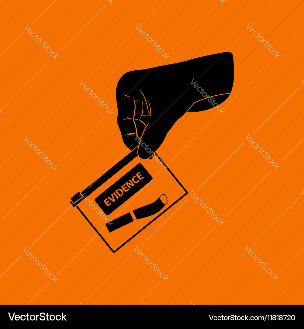 Hand holding evidence pocket icon Royalty Free Vector Image