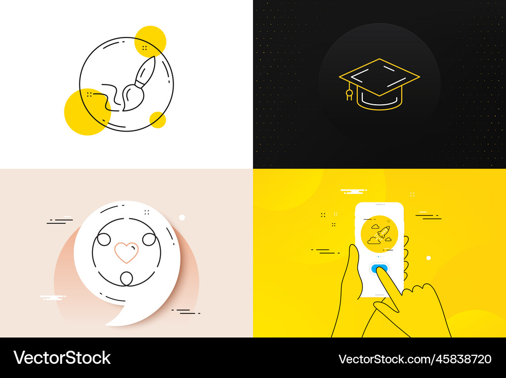 Minimal set of graduation cap inclusion Royalty Free Vector