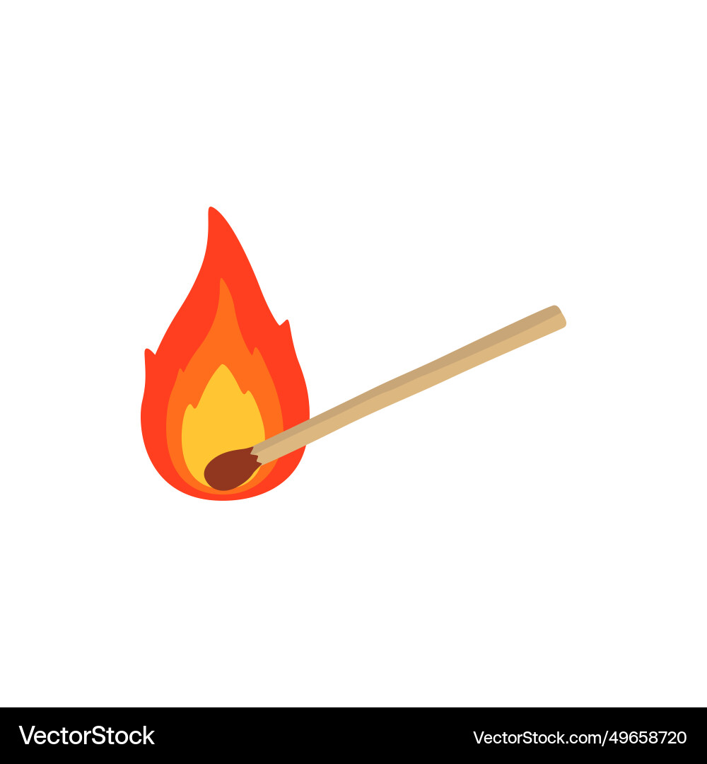 Retro of a match with fire Royalty Free Vector Image