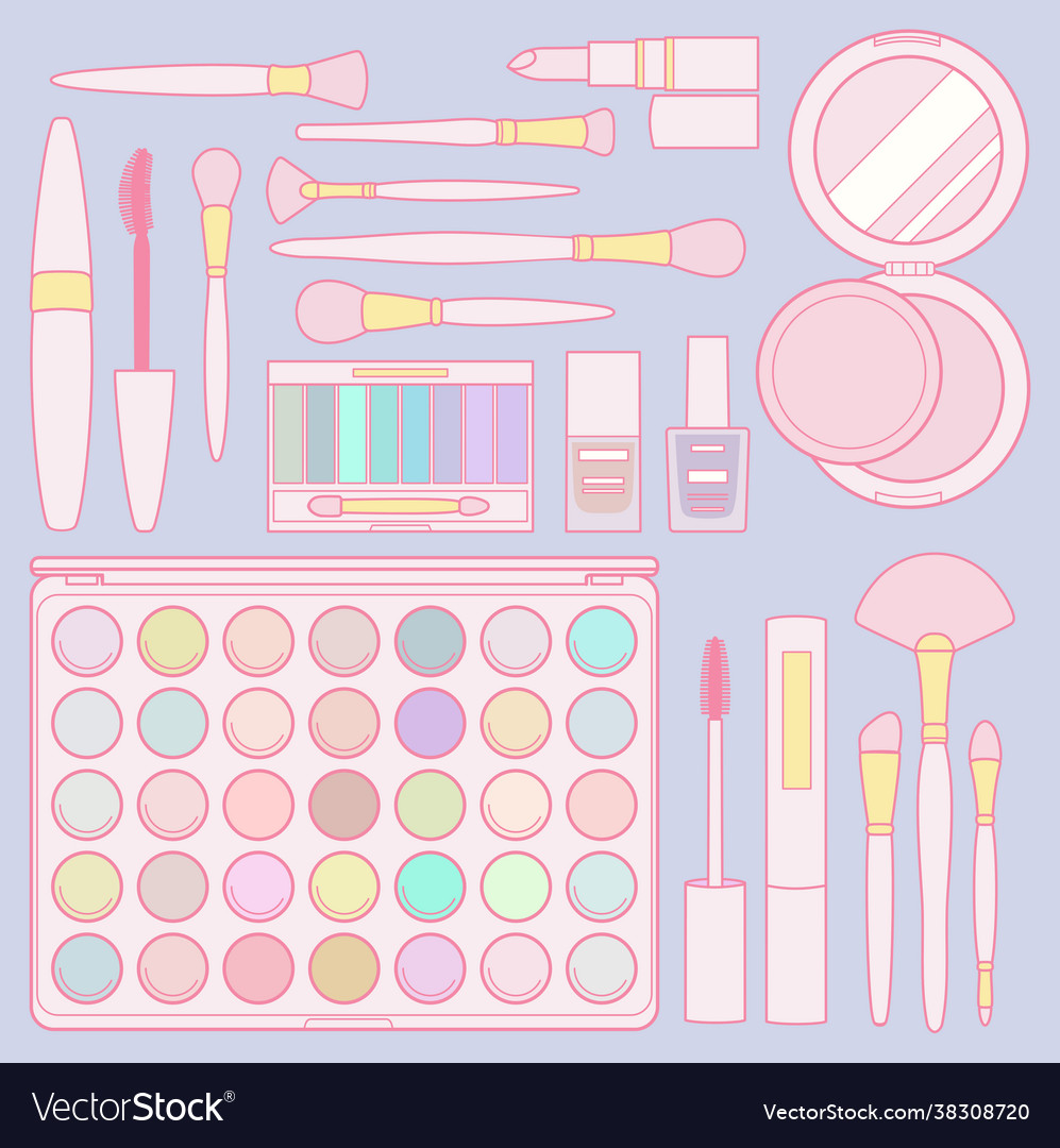 Set makeup items Royalty Free Vector Image - VectorStock