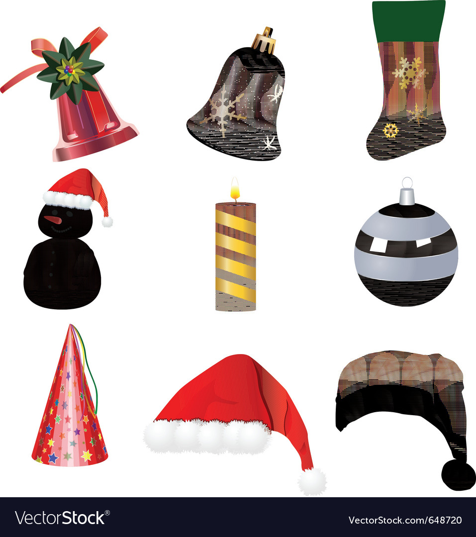 Set of realistic christmas icons on white Vector Image