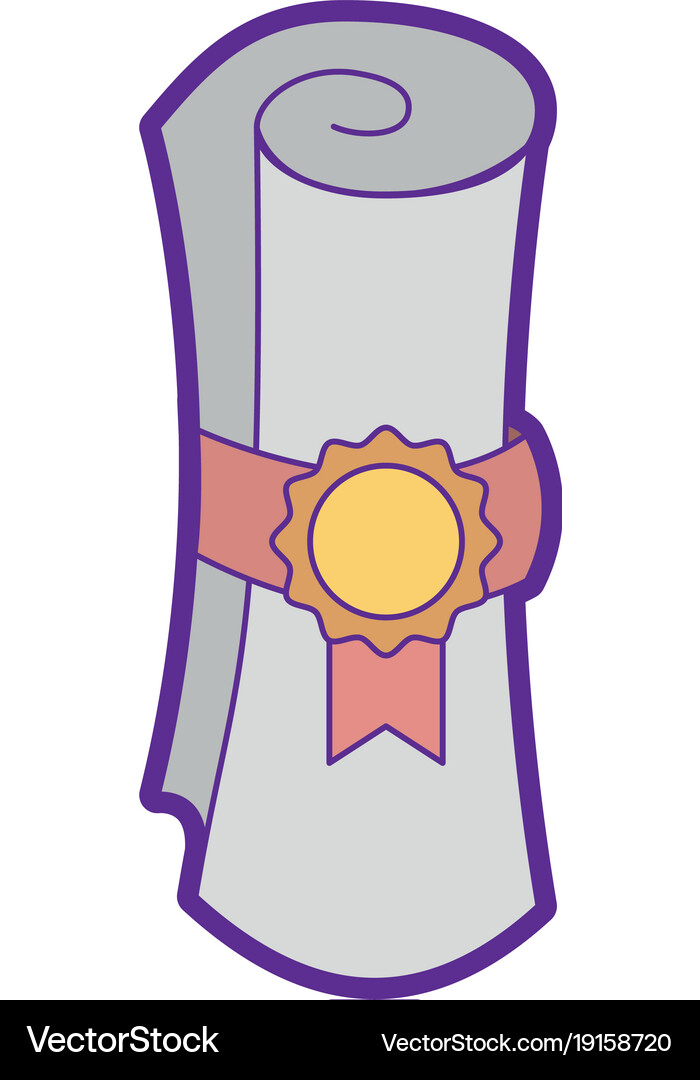 Winner diploma rolled with medal Royalty Free Vector Image