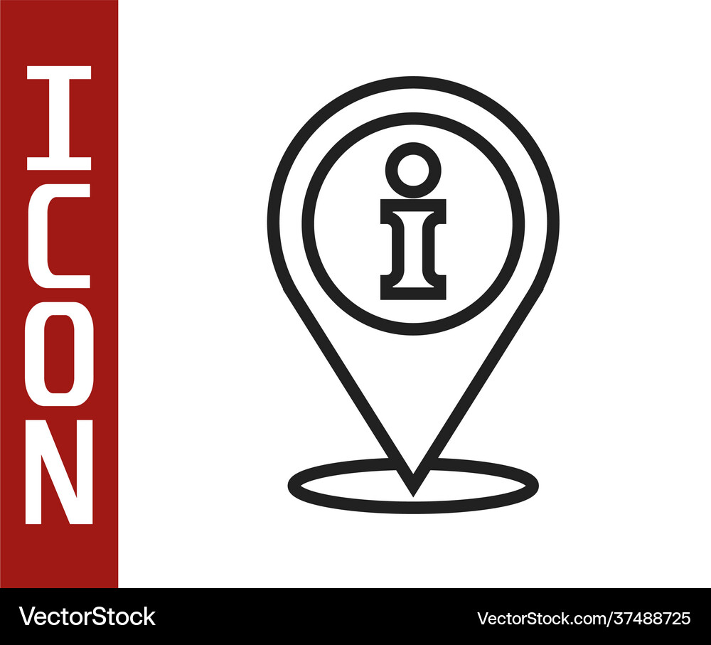Black line location with information icon isolated