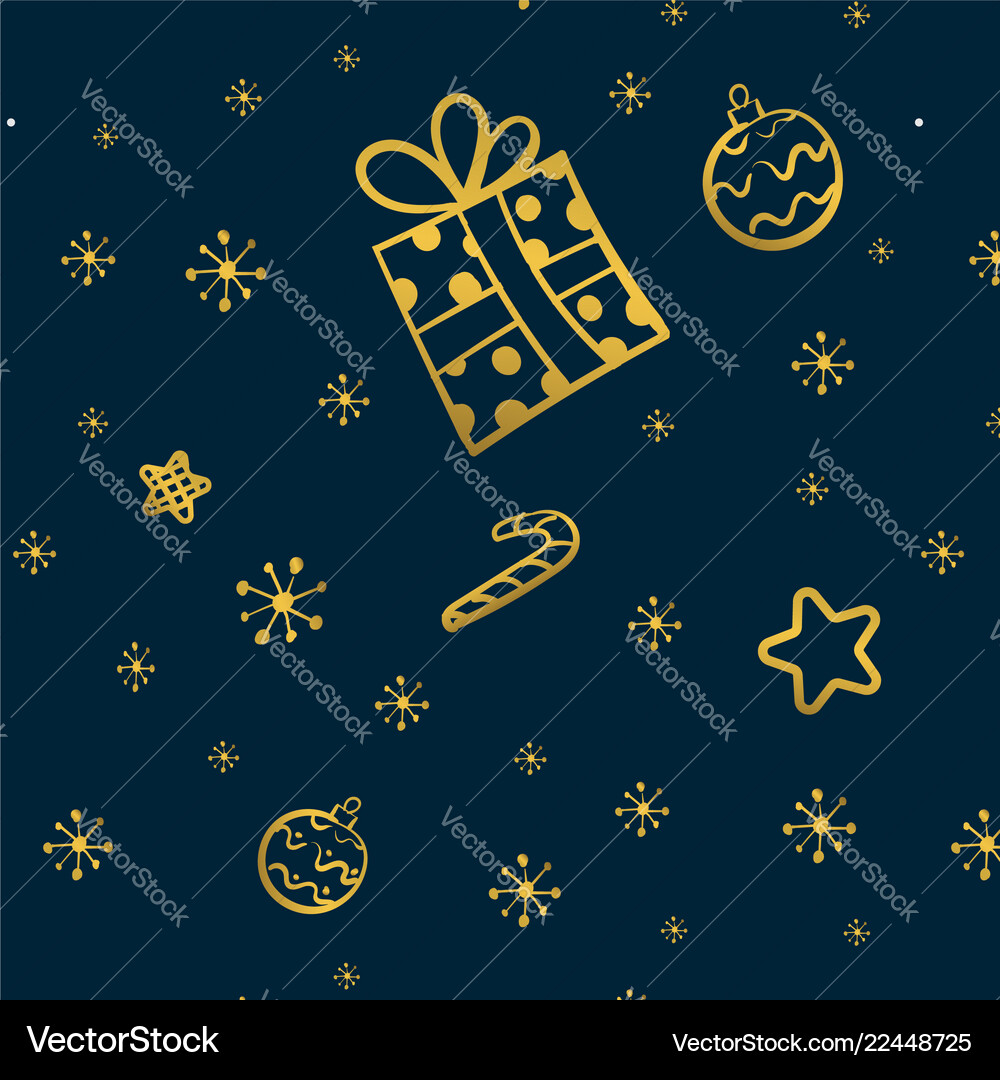 Christmas gold seamless pattern with gift stars Vector Image