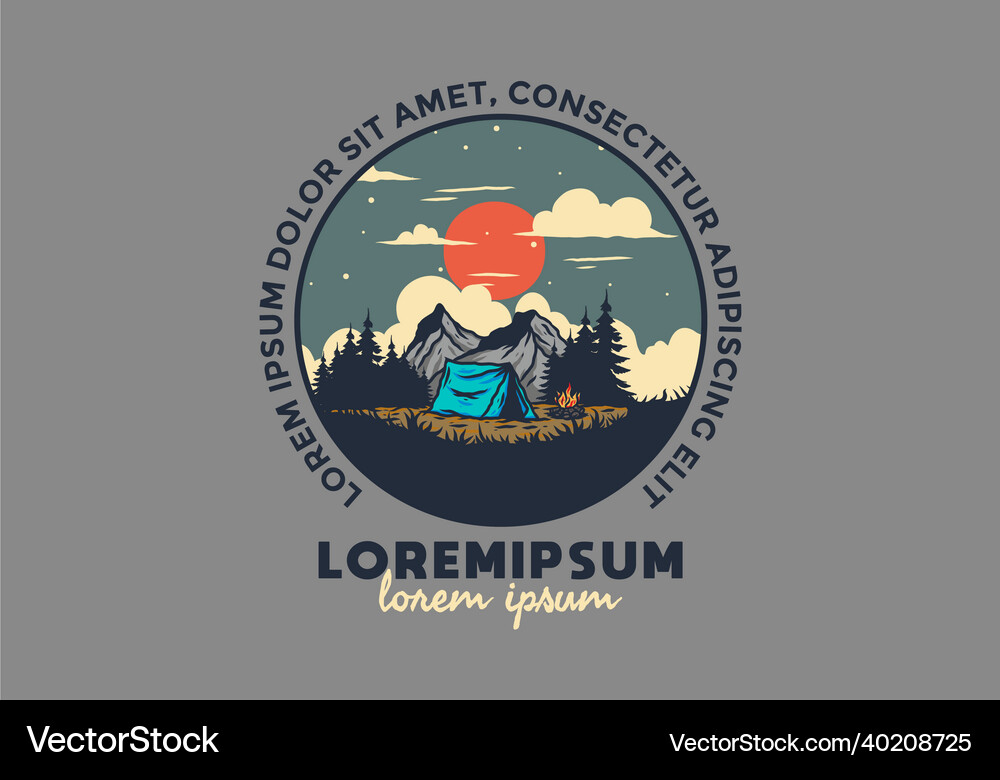 Drawing of overnight camping Royalty Free Vector Image