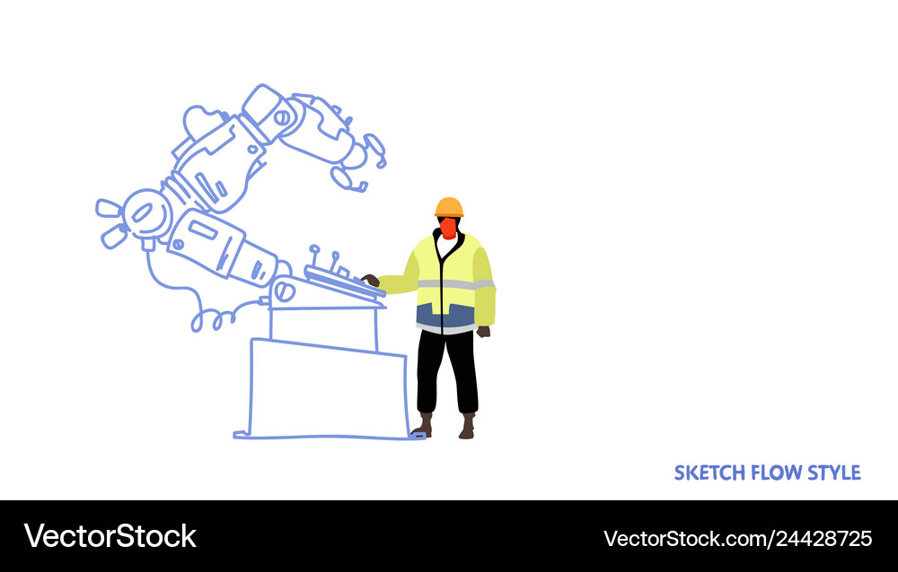 Factory worker in uniform engineer of conveyor Vector Image