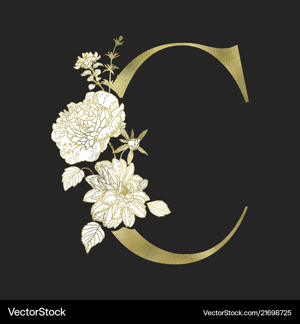 Floral Alphabet Letter C Royalty Free Vector Image