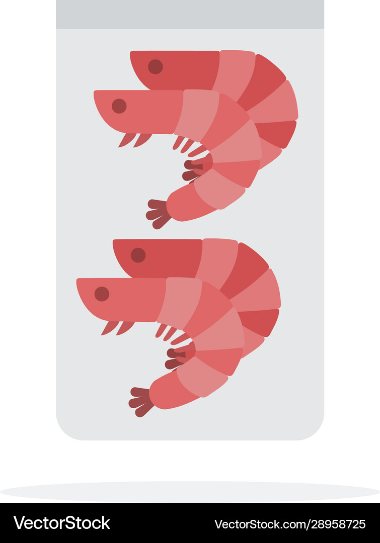 Frozen shrimp in a vacuum packed flat isolated Vector Image